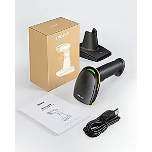 Officelab Barcode Scanner, 1D Wireless 2.4Ghz Smart Base, Screen Scanning, BS01002 Yellow