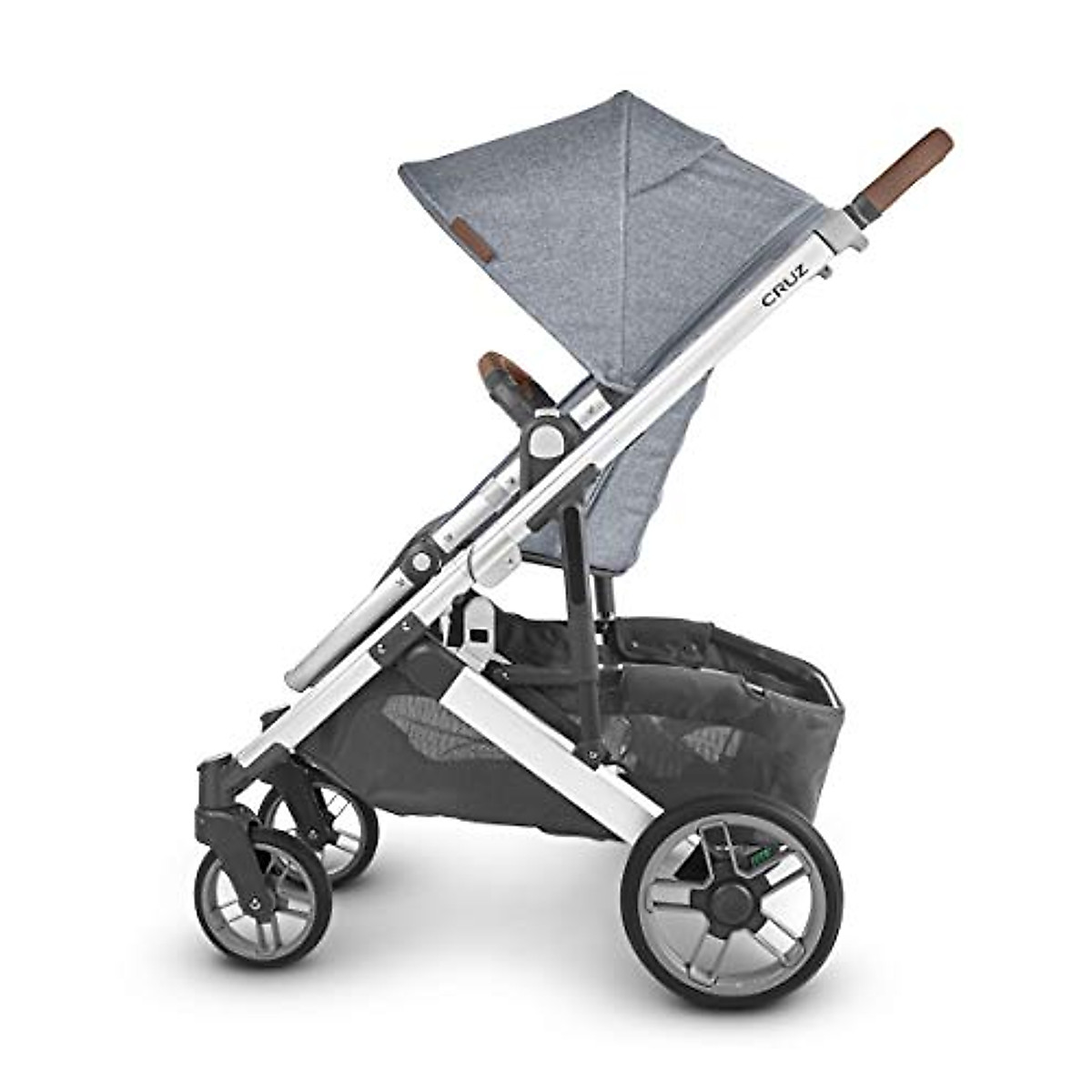 UPPAbaby Cruz V2 Stroller - Gregory (Blue Marl/Silver/Saddle Leather) + Bassinet - Gregory (Blue Marl/Silver)