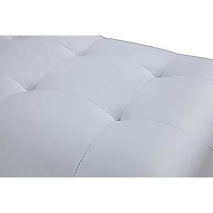 Iconic Home Bruno PU Leather Modern Contemporary Tufted Seating Goldtone Metal Leg Bench, White
