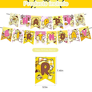 Pompompurin Party Supplies,Birthday Party Decorations for Cartoon Dog for kids with happy birthday banner,cake topper ,balloons for Pompompurin theme birthday party decorations