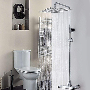 Rain Shower Head,YUNDOOM 12 Inch Shower Head 304 Stainless Steel Large Shower Head, Chrome Mirror Finishing Rainfall Shower Head,High Pressure Shower Heads,Square Shower Head And Water Fall Showerhead