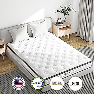 UniPon 10 Inch Hybrid Mattress Full, Spring Mattress with Gel Memory Foam, Medium Firm Mattress, Supportive Individually Pocket Spring Mattress, Bed in a Box, Pressure Relief