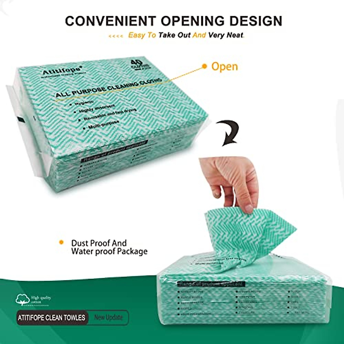 Atitifope Reusable Cleaning Cloths Nonstick Wiping Rags Disposable Cleaning Towels Dish Cloths 40count
