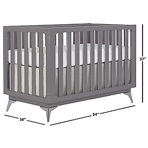 Dream On Me Harper 4-In-1 Convertible Crib In Storm Grey, Greenguard Gold & JPMA Certified, 3 Mattress Height Settings