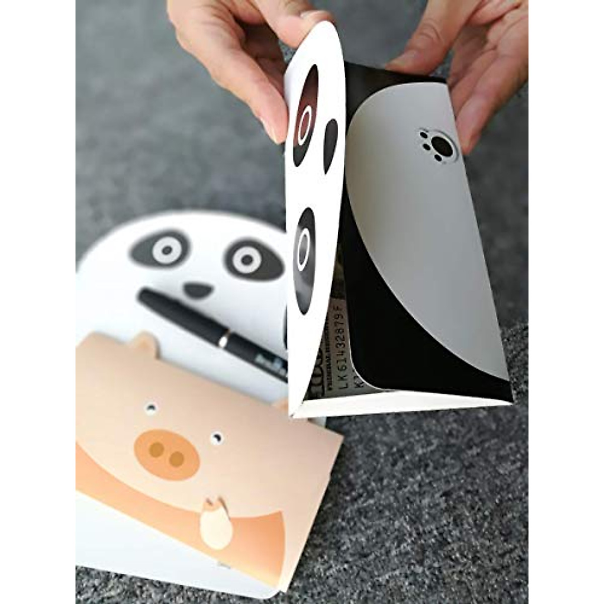 JINSRAY Cute Lovely Animal Cartoon Letter Writing Stationery Paper, Greeting Card, Thank You Card, 12pcs with Envelopes and Animal Stickers，Size 6.3" X 8.3" Paper, – Panda Bear Fox Leopard Pig Rabbit
