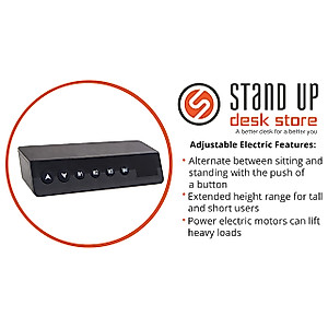 Stand Up Desk Store Electric Adjustable Height Standing Desk with Programmable Memory (Black Frame/Teak Top, 60" Wide)