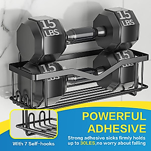 BABYLION1 Black Shower Caddy – 2 Pack, Bathroom Shower Organizer – Rustproof 304 Stainless Steel, Wall Mounted Adhesive Bathroom Shelf for Inside Shower