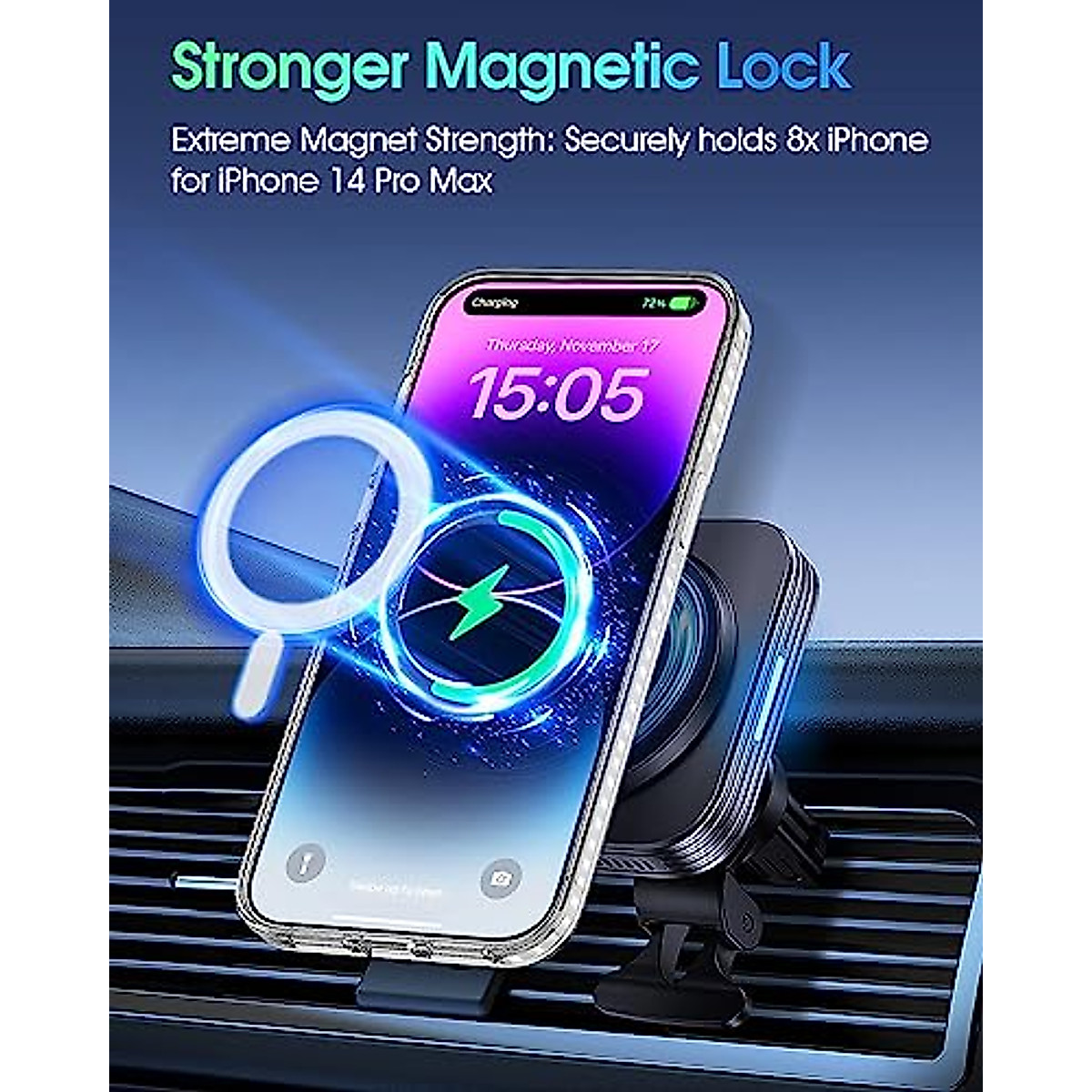 SCORPIFY iPhone 14 Pro Max Case for Magnetic Clear Design, [Non Yellowing] Phone Cover for Men Women, with Tempered Glass Screen+Camera Lens Protector, [Compatible with MagSafe] Slim Bumper, Clear
