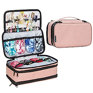 KISLANE Baby Girl Hair Accessories Storage Bag, Soft Headbands Holder, Barrette, Bows, Hair Ties, Pins, Clips Storage Bag for Girls, Baby Mittens Storage Travel Bag with Multi-Compartment