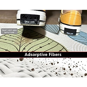 Cosilyt 1/10 Inch Ultra Thin Front Door Mat Rug Indoor Entrance Inside Non Slip, Large Waterproof Rubber Kitchen Rug and Interior Home Washable Door Mat, 24"×35", Multi Leaves