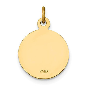 Solid 14k Yellow Gold Catholic Patron Saint Joseph Medal Round Charm Pendant - 20mm x 11mm