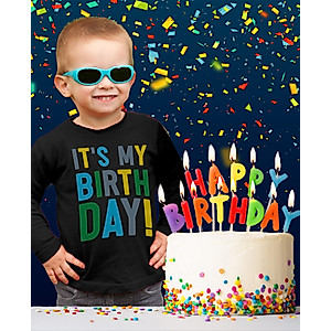 It's My Birthday Toddler Kids Shirt Gifts for Girls Boys 2nd 3rd 4th 5th Bday Toddlers Long Sleeve T-Shirt 3T Black