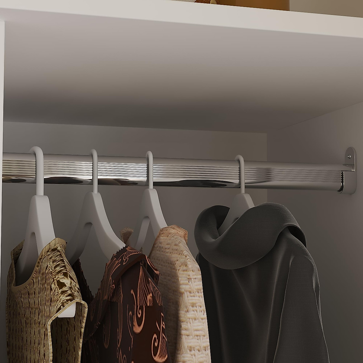 AIEGLE 2 Doors Wardrobe Armoire with Mirror, Freestanding Mirrored Armoire Wardrobe Closet with 2 Drawers, Shelves & Hanging Rod, Bedroom Wooden Clothes Organizer, White (31.5" W x 18.9" D x 72" H)