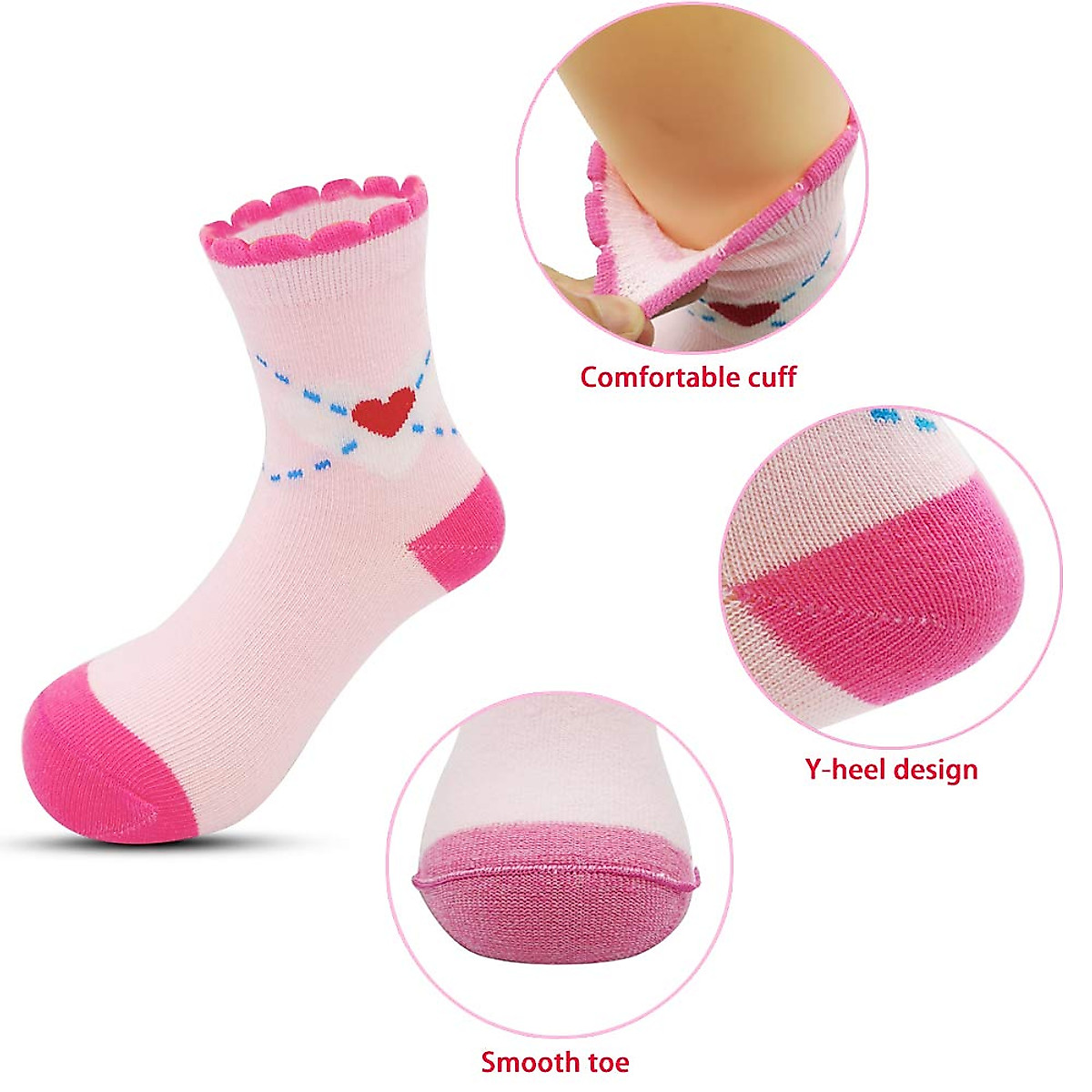 Zumou Toddler Kids Little Girls Cute Cotton Crew Socks 10 Pack Years (M (3-5T) / Toddler, Cute)