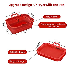 Air Fryer Silicone Pot 2Pcs, 8QT Silicone Air Fryer Liners for Ninja Foodi Dual DZ201 DZ401, Food Safe Reusable Air Fryer Silicone Basket, Foldable Upgrade Design, Easy Cleaning Air Fryer Accessories