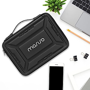 MOSISO Hard Shell Laptop Case Compatible with MacBook Air 13 M2 A2681 A2337 A2179 A1932/Pro 13 M2 M1 A2338 A2251 A2289 A2159 A1989 A1706 A1708, Symmetric Geometric Laptop Bag with Strap, Black