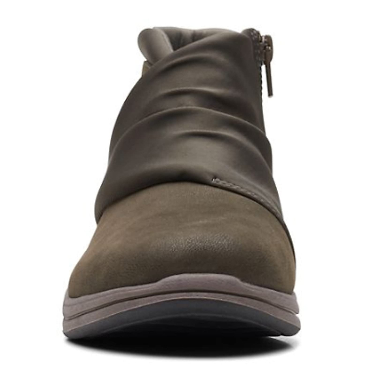 Clarks Women's Breeze Dusk Ankle Boot, Dark Olive Textile, 8