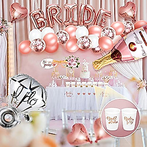 MOVINPE Bachelorette Party Decorations, Bride to Be Sash, Veil, Tiara, Photo Booth Props, Foil Curtains, Champagne Ring Balloon, Cups, Straws, Tattoos, Rose Gold Bridal Shower Party Supplies Decor