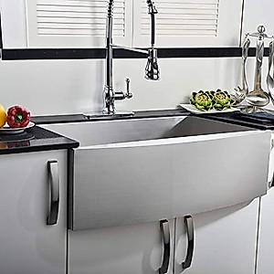 Comllen Commercial 33 Inch 304 Stainless Steel Farmhouse Sink, Single Bowl Kitchen Sink 16 Gauge 9 Inch Deep Handmade Undermount Kitchen Apron Sink Farm Sink