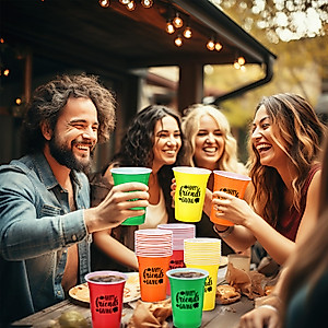 Nefelibata 48 Pack 15OZ Thanksgiving Party Plastic Cups Friendsgiving Disposable Tableware Friends Gathering Party Supplies Thanksgiving Dinner Wedding Birthday Favors Give Thanks Drinking Cups