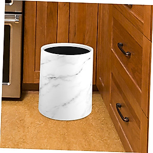 Ciieeo Garbage Can Marble Trash Can Bathroom Waste Container Living Room Trash Can Plastic Waste Bin Wastebasket Marble Bathroom Trash Can Waste Storage Bin Bathroom Garbage Container, White