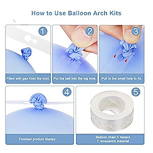 Blue Balloon Garland Arch Kit, 109 Pcs Macaron Blue Confetti & Metallic White Silver Balloons for Baby Shower Boy's Birthday Party Wedding Graduation Decoration Supplies