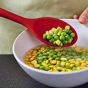 Silicone Nonstick Mixing and Slotted Spoons Set 2-Pieces, BPA Free, High Heat Resistant, Hygienic Design Cooking Baking Spoons Set for Stirring, Mixing and Serving, Large Serving Spoon