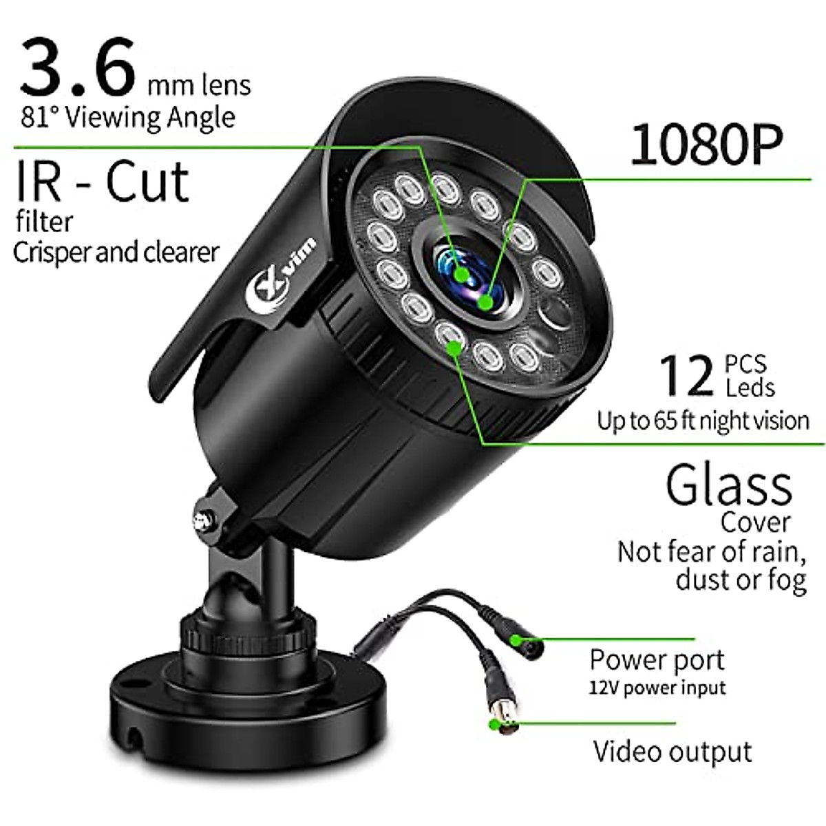 XVIM 1080P Wired Security Cameras System - 8CH Home Security Camera System DVR(No Hard Drive), 8PCS Security Cameras, IP66 Waterproof Outdoor Camera System, Night Vision, Motion Detect, APP Access