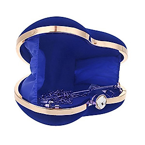 Reberomantic Goodbag Heart Shaped Evening Purse Velvet Clutch Purse Solid Evening Bag, Blue