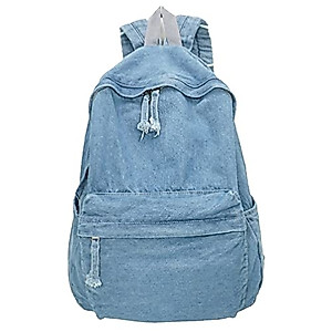 YunZh Denim Backpack Casual Style Lightweight Jeans Backpacks Classic Retro Travel Daypack