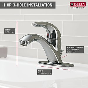 Delta Faucet Classic Single Hole Bathroom Faucet, Single Handle Bathroom Faucet Brushed Nickel, Bathroom Sink Faucet, 1 Hole Bathroom Faucet, Drain Assembly, Stainless 583LF-SSWF