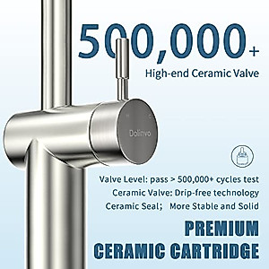 Kitchen Faucet with Pull Down Sprayer, Brushed Nickel Kitchen Faucet, Commercial Faucet for Kitchen Sink, Single Handle Kitchen Sink Faucets Brass Pull Down Kitchen Faucet with Deck Plate