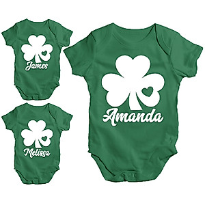 Ugly Christmas Sweater Personalized St. Patrick's Day Green Baby Short Sleeve Onesie w/Name