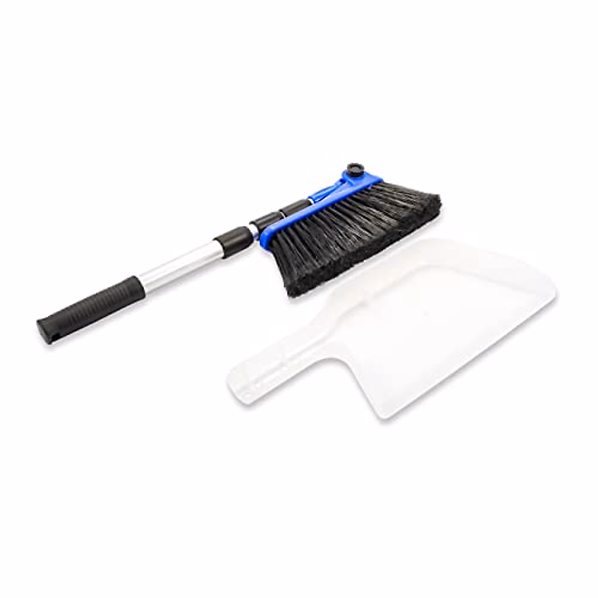 Camco Adjustable Broom and Dustpan - Portable & Compact Full Size Broom - Adjusts from 24-52 Inches, Ideal for RV, Marine, and Home Use (43623-A)