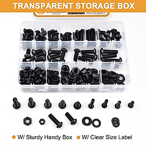 VIGRUE 700PCS M3 x 5/6/8/10/12/14/16/18/20/25/30mm Button Hex Head Cap Screws 14.9 Grade Alloy Steel M3 Metric Machine Screws Bolts Nuts Washer Assortment Kit