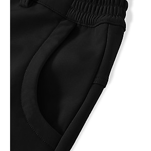 BASUDAM Men's Cargo Work Pants Snow Waterproof Softshell Winter Fleece Lined Insulated Outdoor Mountain with 6 Pockets Black 32