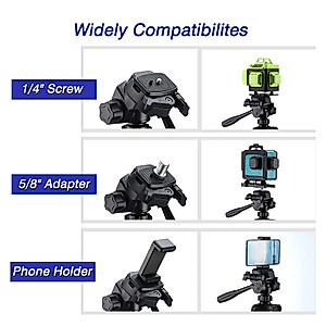 Laser Level Tripod with Carry Bag, Elikliv Lightweight Adjustable Aluminum Alloy Tripod Stand for Rotary and Line Lasers (Support 1/4” and 5/8" Mounting Thread)