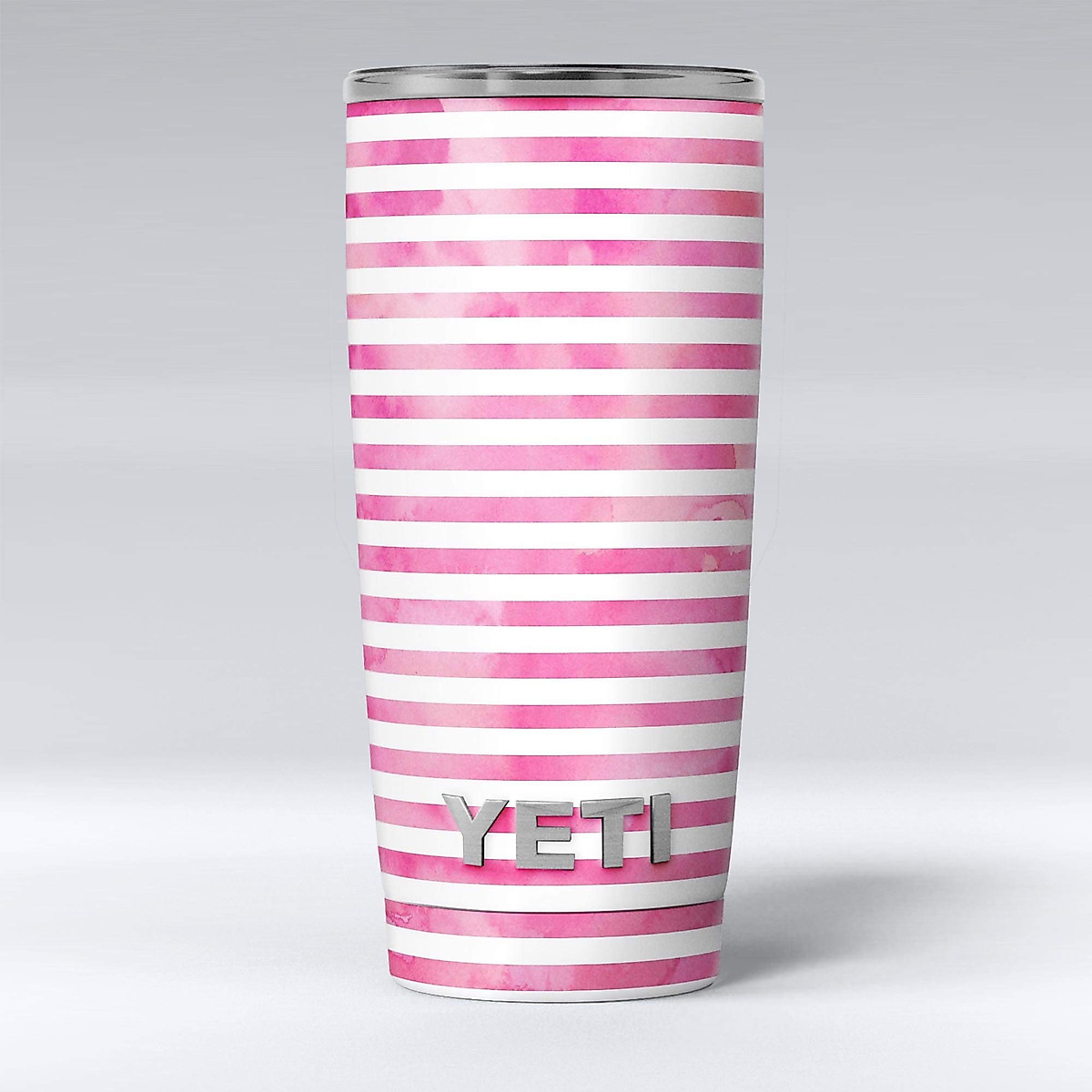 Design Skinz The Grungy Pink Watercolor with Horizontal Lines - Skin Decal Vinyl Wrap Kit Compatible with The Yeti Rambler Cooler Tumbler Cups