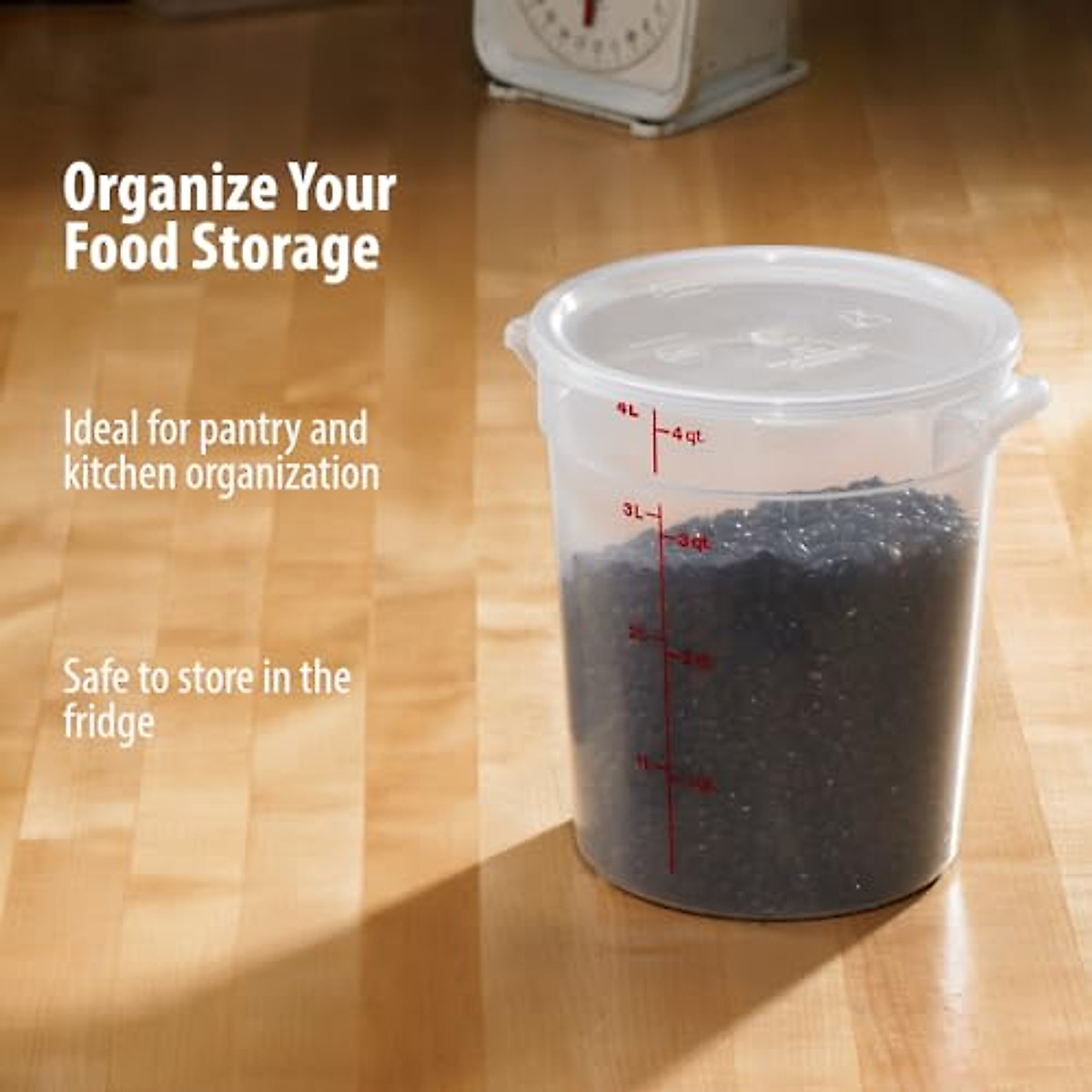 Cambro 4 QT (Quart) BPA-Free Round Food Storage Container with Lid (2 Pack) - Classic Series (Translucent)