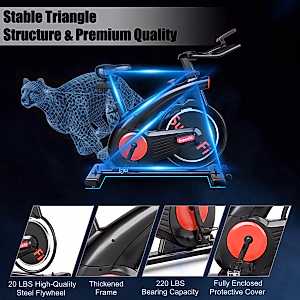 Goplus Indoor Cycling Bike, Upright Stationary Exercise Bicycle with Resistance Adjustment & Heart Rate Monitor, Adjustable Workout Belt Dive Bike for Home/Office/Gym, Black