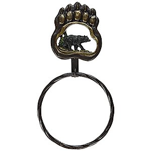 Black Bear Paw Towel Ring 6.5x0.62x12"