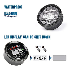 Runleader 12V to 48V Digital LED Battery Capacity Monitor, Hours Volt Meter Gauge - Suitable for Battery Lead-Acid LiFePO4 "Trojian" Gel AGM,Works on Golf Club Forklift Go Kart RV Trailer Stacker.