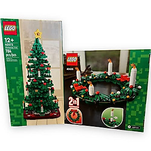 Lego Holiday Bundle, Christmas Tree (40573) and Wreath (40426), 2-in-1 Building Toy Set, Christmas, (1294 Total Pcs)