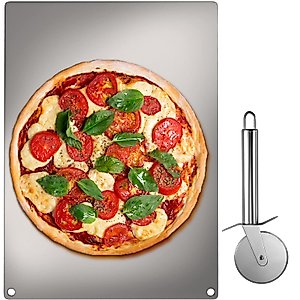 VEVOR Baking Steel Pizza, Rectangle Steel Pizza Stone, 14" x 20" Steel Pizza Plate, 0.4"Thick Steel Pizza Pan, High-Performance Pizza Steel for Oven, Baking Surface for Oven Cooking and Baking