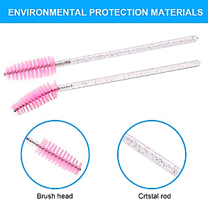 200 Pcs Disposable Crystal Mascara Wand Eyelash Brush Applicator Eyebrow Brush for EyeLash Extension Supplies (Black-Crystal)