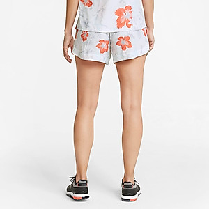 Puma Golf Women's Standard Nassau Short, Bright White-Hot Coral, X-Small