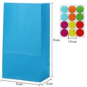 Jucoan 60 Pack Small Solid Color Paper Party Favor Bags, 9 x 5 x 3 Inch Paper Gift Bags, Wrapped Treat Bags Candy Bags for Candy Buffet, Hallowween Trick or Treat, Kids Birthdays, Baby Showers, Christmas Party, 6 Colors