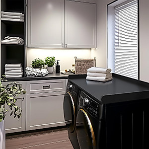 Kaboon Washer Dryer Countertop Only, Melamine Countertop with Edge Rails - 27.5" Depth x 54" Width Laundry Room Organization, Black