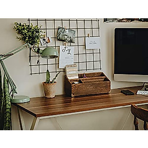 elkayconcepts Wire Wall Grid Panel, Set of 2 with Accessories, Photo Grid, Polaroid Hanging Metal Grid Wall Decor, Wire Wall Grid Organizer, Above Desk Wall Organizer (Black, 25" x 17")