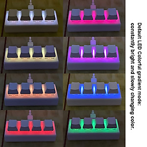 Mini 4 Keys Macro Mechanical Keypad RGB Game Keyboard Portable One-Handed Fully Programmable Keys for Windows Mac OSU HID Standard Keyboard, Red Switches, RGB Backlight, Hot Swap, Type-C USB Wired